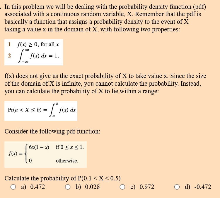 SOLVED: In this problem we will be dealing with the probability density ...