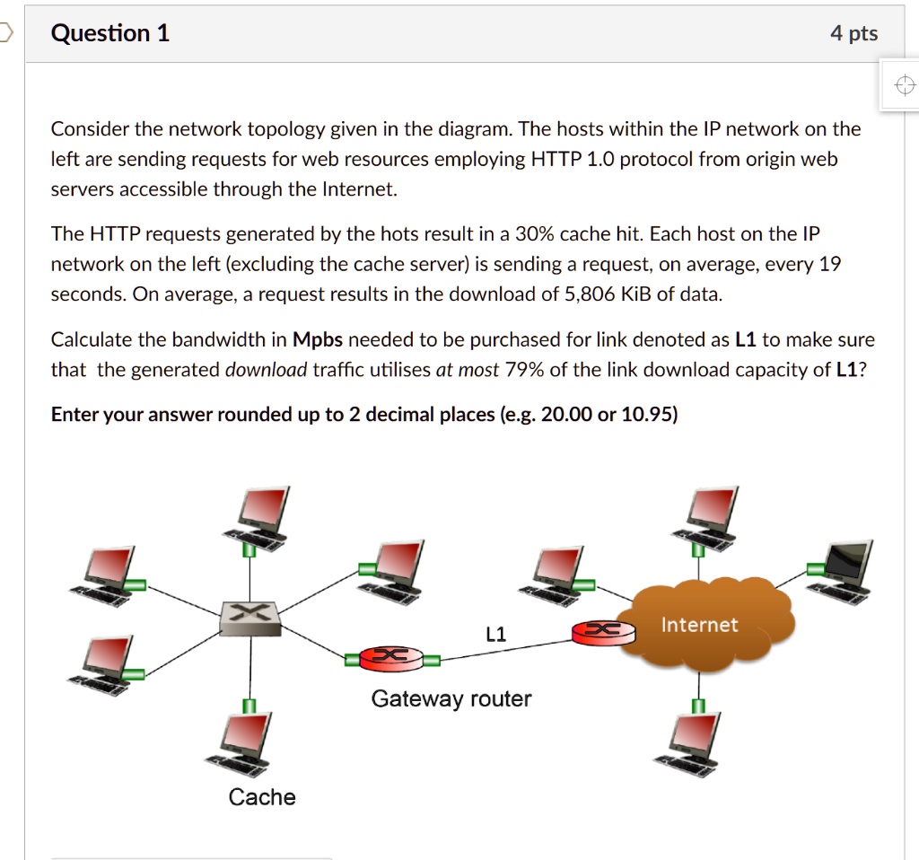 SOLVED: Question 1 4 pts Consider the network topology given in the ... SOLVED: Question 1 4 pts Consider the network topology given in the ...