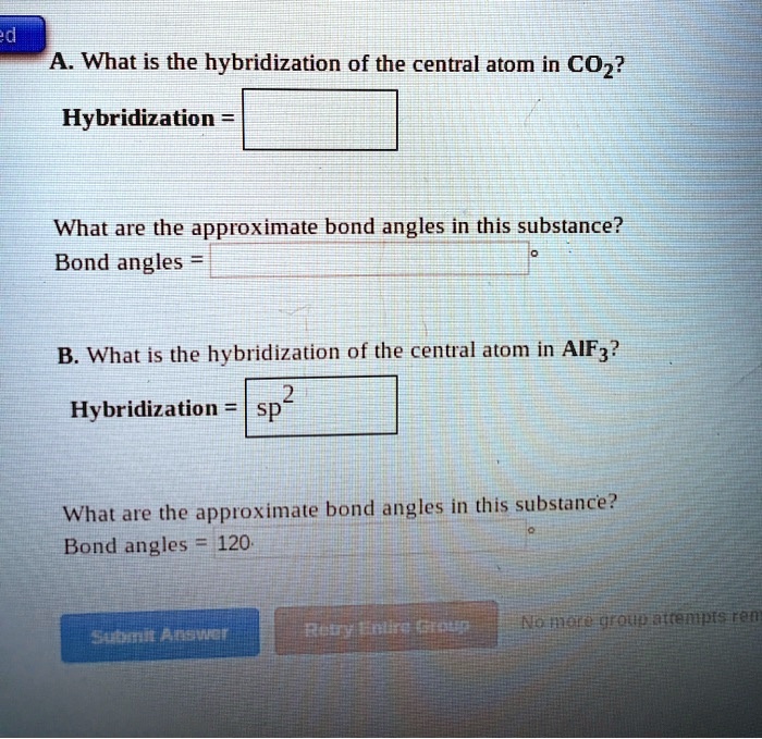 SOLVED: A. What is the hybridization of the central atom in CO2 ...