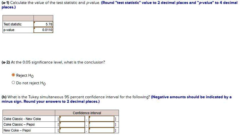 Solveda 1 Calculate The Value Of The Test Statistic And P Value 1102