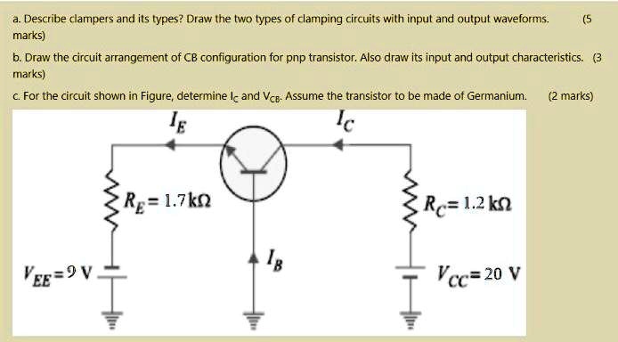 a. Describe clampers and its types? Draw the two types of clamping circuits with input and ...