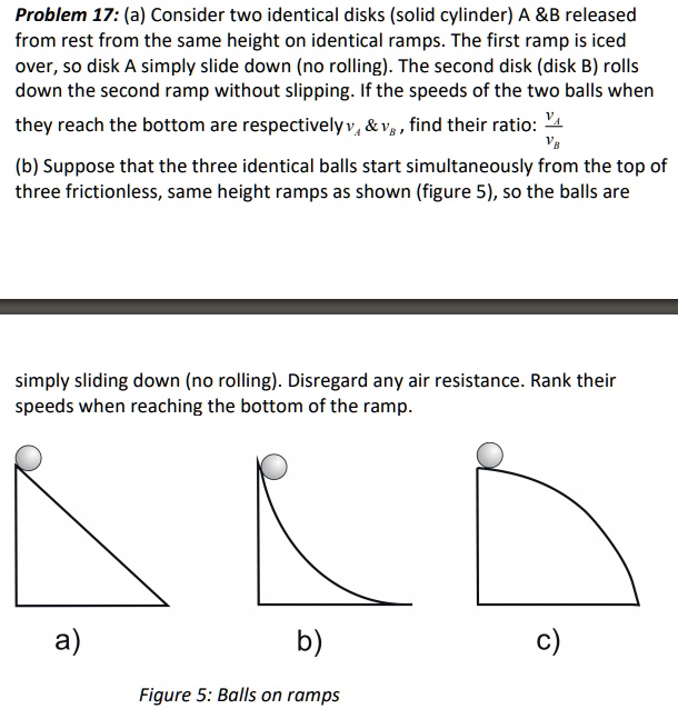 problem 17 a consider two identical disks solid cylinder a b released ...