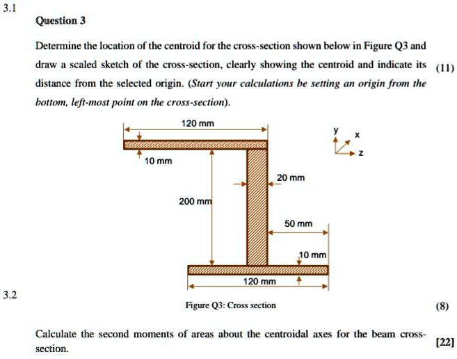 SOLVED: 3,1 Question 3 Determine the location of the centroid for the ...