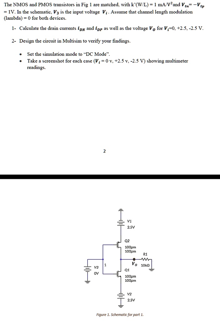 the nmos and pmos transistors in fig are matchcd with k wil ma vand vtn ...