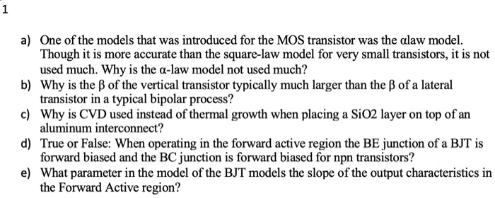 VIDEO solution: a) One of the models that was introduced for the MOS ...