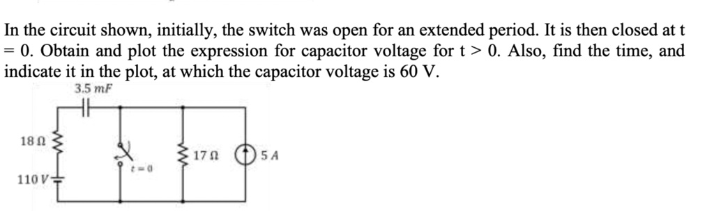 SOLVED: In the circuit shown, initially, the switch was open for an extended period. It is then ...