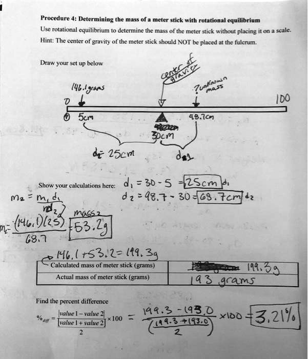 procedure 4 determining the mass of meter stick with rotational ...