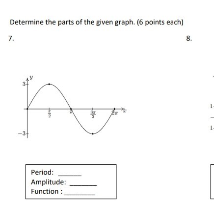 SOLVED: Determine the parts of the given graph. (6 points each) 7. 8 ...