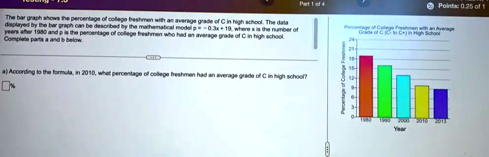 The bar graph shows the percentage of college freshmen with an average ...