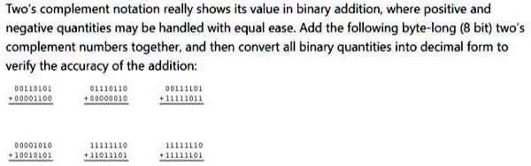 Solved Twos Complement Notation Really Shows Its Value In Binary Addition Where Positive And 9031