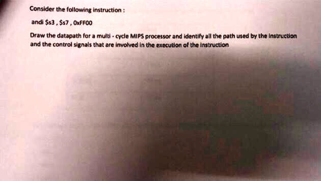 SOLVED: Consider the following instruction: andi s3,s7, 0xFF00. Draw ...