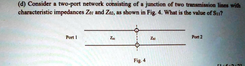 SOLVED: Consider a two-port network consisting of a junction of two transmission lines with ...