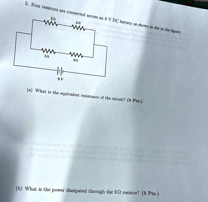 [GET ANSWER] four resistors are connected acro88 v dc battery shown in the the figure what is ...