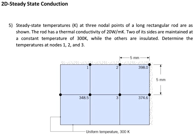 need help 2d steady state conduction 5 steady state temperatures k at three nodal points of a ...