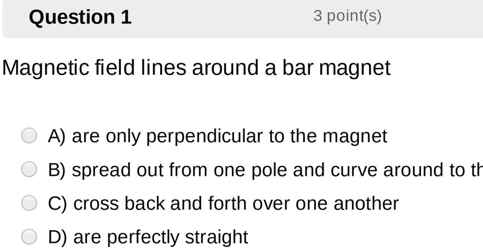 SOLVED: 'Magnetic field lines around a bar magnet is it a b c d ...