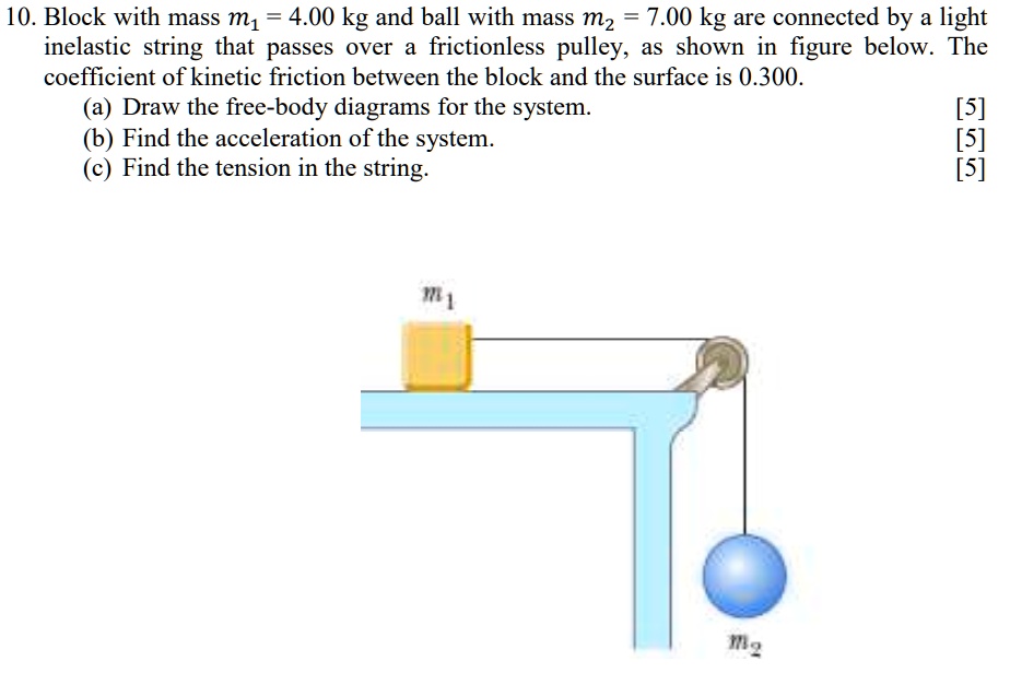 10. Block with mass m1 = 4.00 kg and ball with mass m2 = 7.00 kg are ...