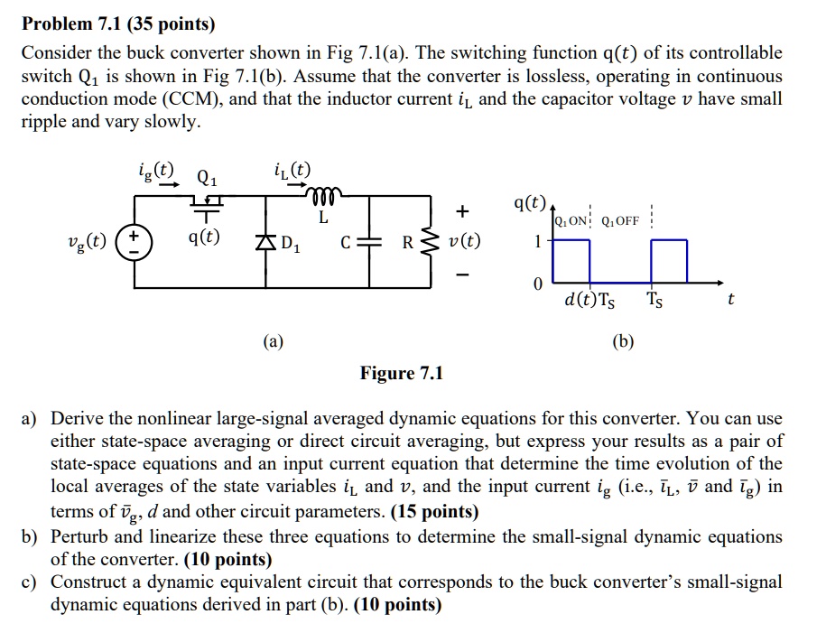 problem 71 35 points consider the buck converter shown in fig 71a the switching function qt of ...