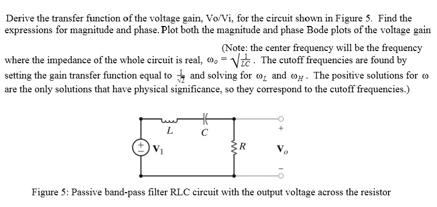 Derive the transfer function of the voltage gain, Vo/Vi, for the circuit shown in Figure 5. Find ...