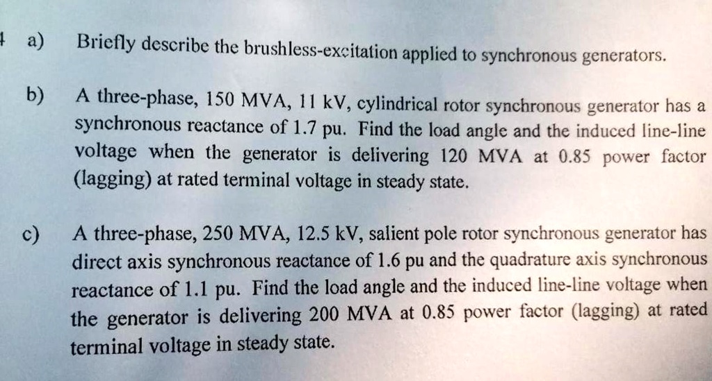 Solved A A Three Phase 150 Mva 11 Kv Cylindrical Rotor Synchronous