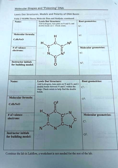 SOLVED: Molecular Shapes and Poisoning DNA Lewis Dot Structures Models ...