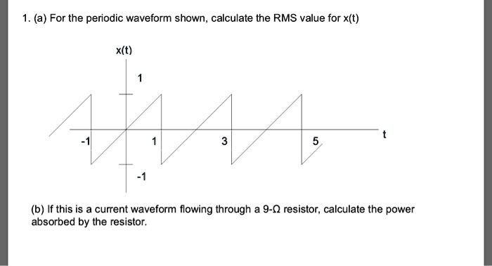 SOLVED: a. For the periodic waveform shown, calculate the RMS value for x(t). b. If this is a ...