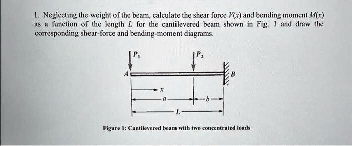 1. Neglecting the weight of the beam, calculate the shear force V(x ...