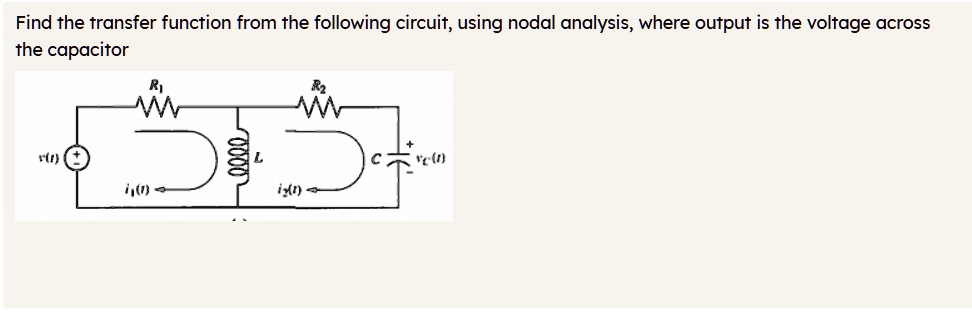 Find the transfer function from the following circuit, using...