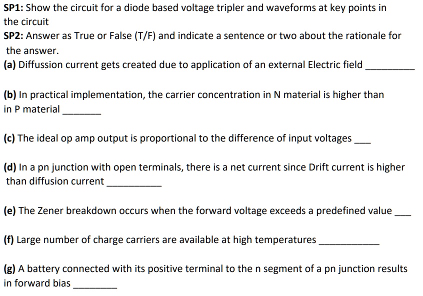 SOLVED: SP1: Show the circuit for a diode-based voltage tripler and waveforms at key points in ...
