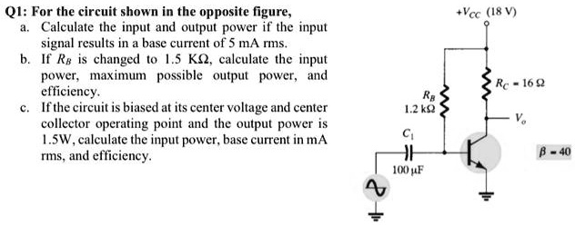 SOLVED: QI: For the circuit shown in the opposite figure, calculate the input and output power ...