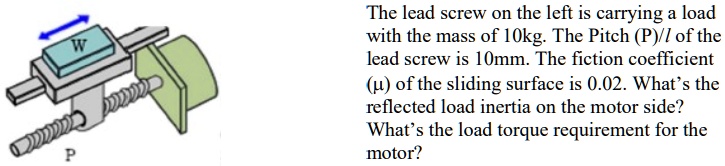 The lead screw on the left is carrying a load with the mass of 10kg ...