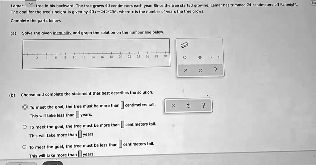 Lamar i tree in his backyard. The tree grows 40 centimeters each year ...