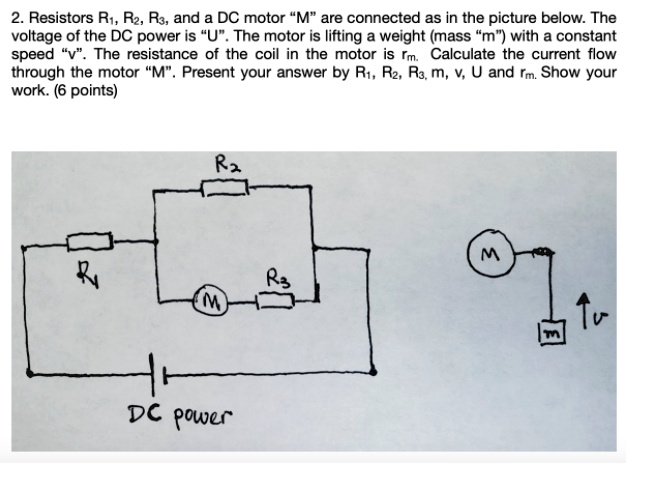 SOLVED:Resistors Ri, Rz, Ra, and a DC motor "M" are connected as in the ...