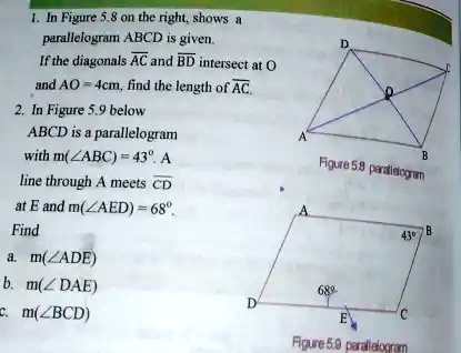 In Figure 1 on the right, it shows parallelogram ABCD. If the diagonals AC and BD intersect at ...