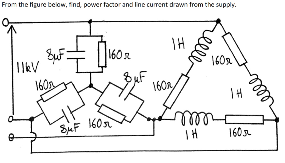 From the figure below, find, power factor and line current drawn from ...