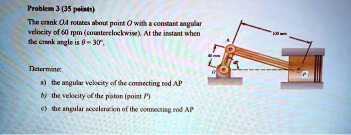 SOLVED: Problem 3 (35 points): The crank OA rotates about point O with ...
