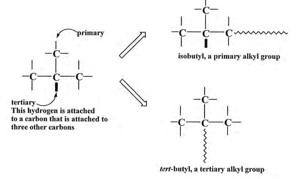 SOLVED: primary isobutyl; # primary alkyl group tertiary This hydrogen ...