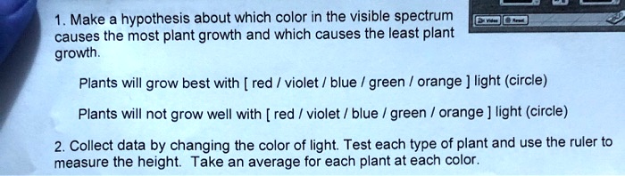 Make a hypothesis about which color in the visible spectrum causes the ...