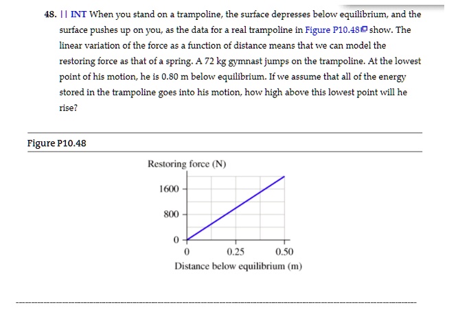 SOLVED: When you stand on a trampoline, the surface depresses below ...