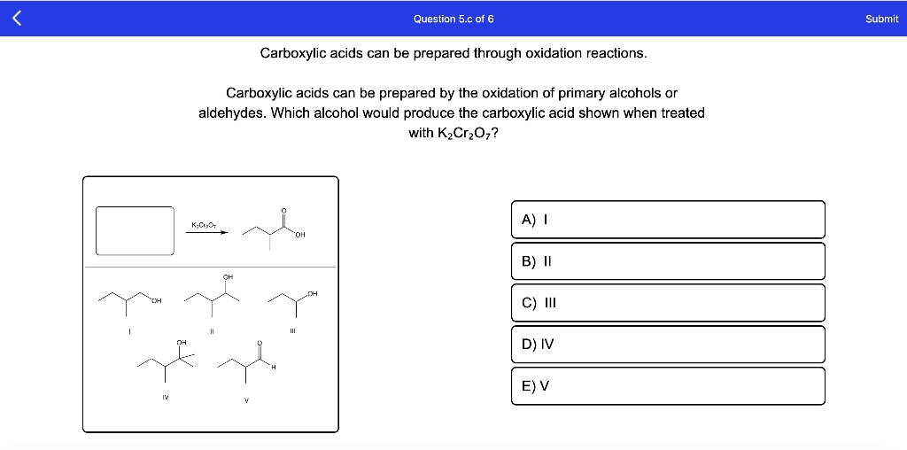 question 5c of submit carboxylic acids can be prepared through ...