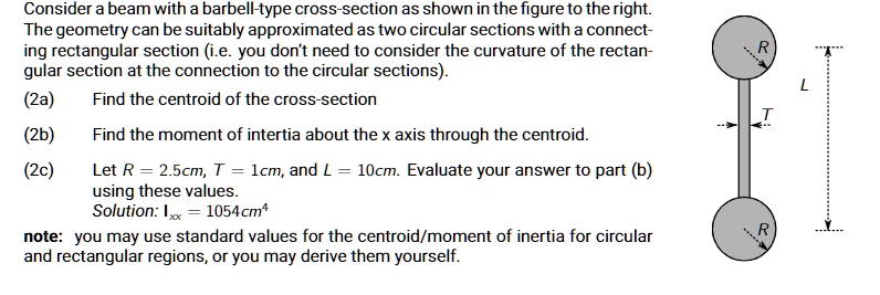 Consider a beam with a barbell-type cross-section as shown in the ...