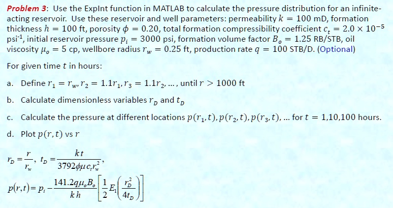 SOLVED: 'Problem 3: Use the Explnt function in MATLAB to calculate the pressure distribution for ...