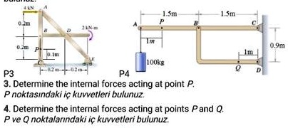 SOLVED: Determine the internal forces acting at point P. 1.5m 1.5m 0.9m ...