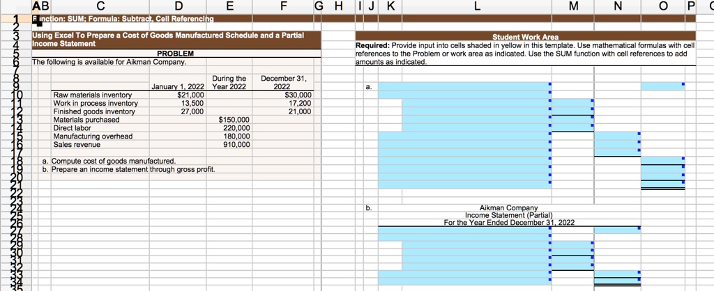 SOLVED: AB Incion SUM; Formula: Subtract CellReference Using Excel To ...