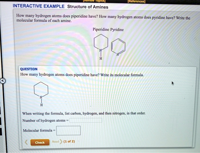 SOLVED: [Relcronces] INTERACTIVE EXAMPLE Structure of Amines How many ...