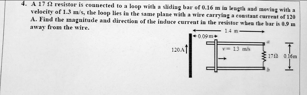 SOLVED: A 17 Î© resistor is connected to a loop with a sliding bar of 0.16 m in length and a ...