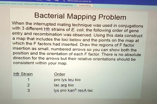 Solved Bacterial Mapping Problem When The Interrupted Mating Technique Was Used In