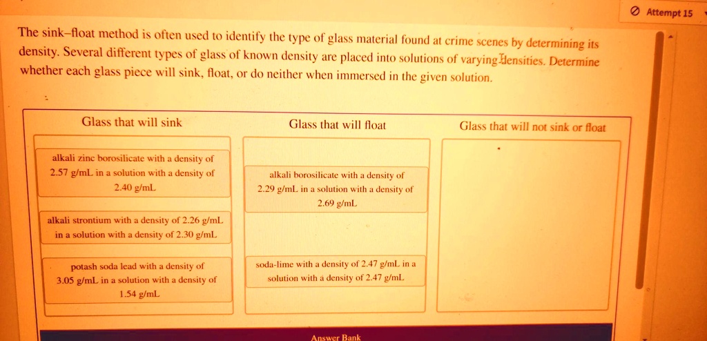 attempt 15 the sink float method is often used to identify the ype of ...