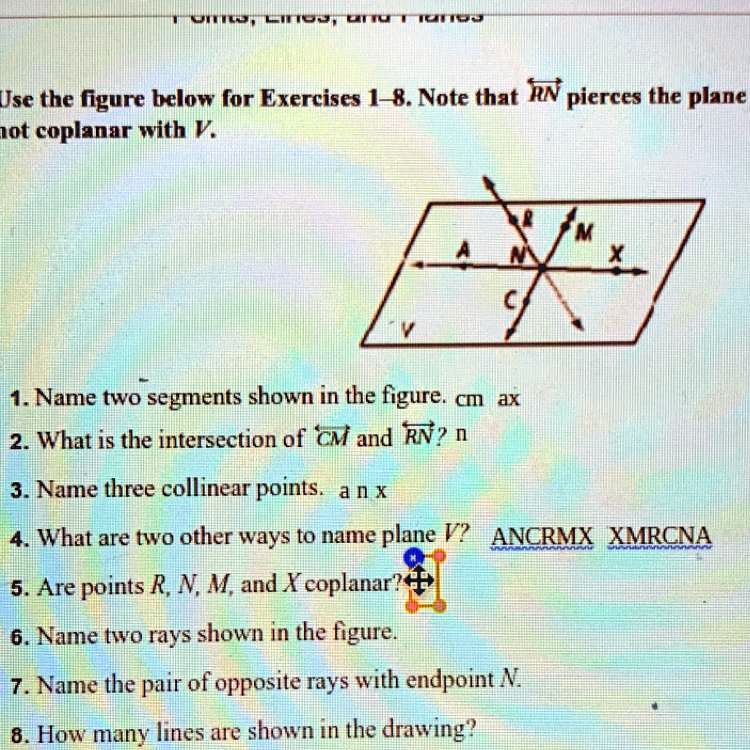 SOLVED: Please help ;-; Are points R, N, M and X coplanar? Use the figure below for Exercises 1 ...