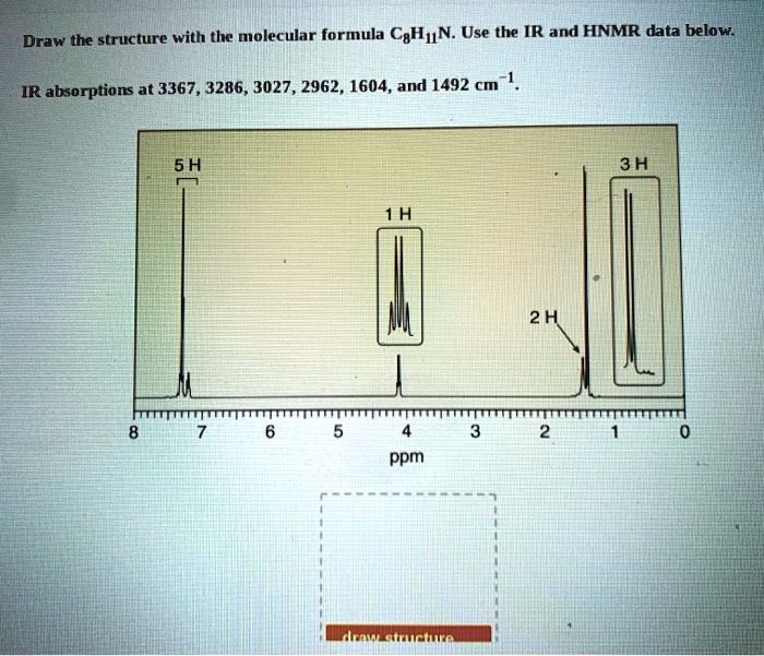 draw the structure with the molecular formula cghun use the ir and hnmr ...