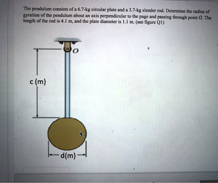 SOLVED: The pendulum consists of a 6.7-kg circular plate and a 3.7-kg ...